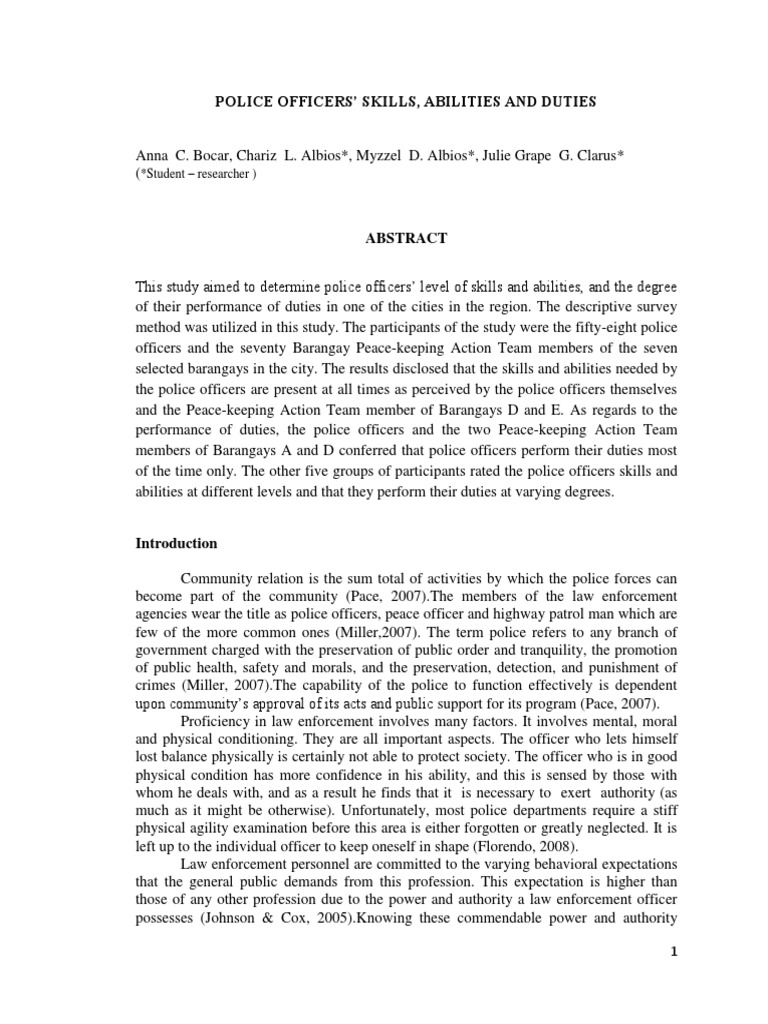 Police Officers' Skills and Duties Analysis | PDF | Police Officer | Police