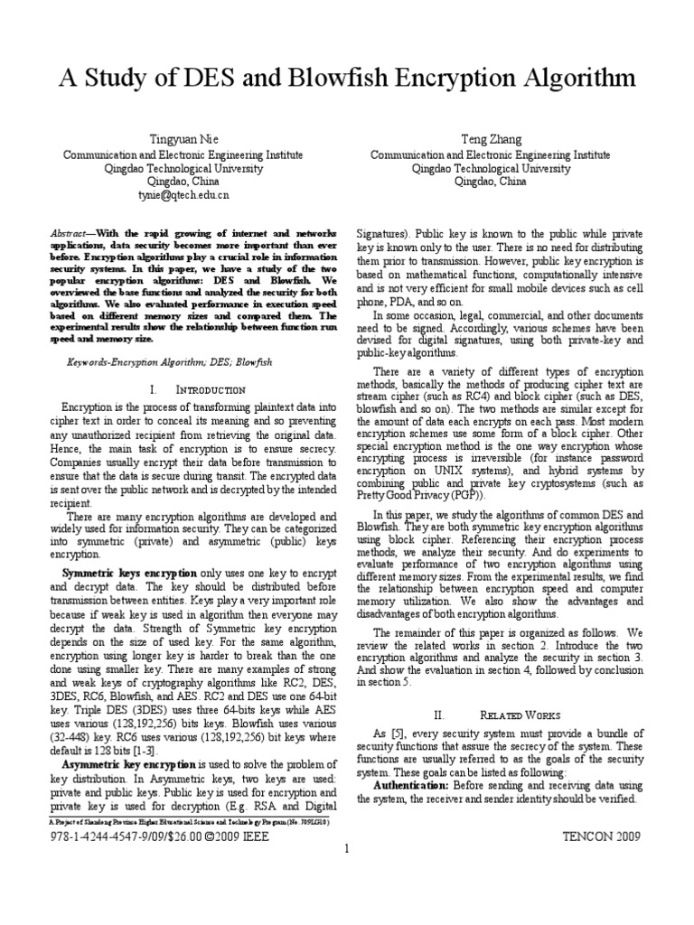 A Study of Blowfish Encryption Algorithm | PDF | Public Key ...