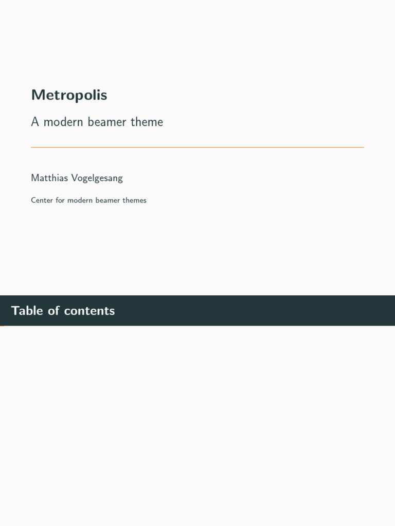 A Guide to the Metropolis Beamer Theme: Features, Examples and Usage | PDF | Typefaces | Printing