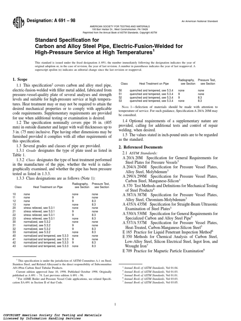 Astm A691 | PDF | Pipe (Fluid Conveyance) | Steel
