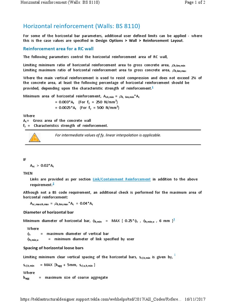 Horizontal Reinforcement (Walls BS 8110) | PDF | Teaching Mathematics ...