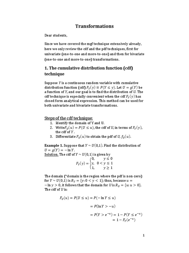 Jacobian Transform | PDF | Probability Density Function | Function (Mathematics)