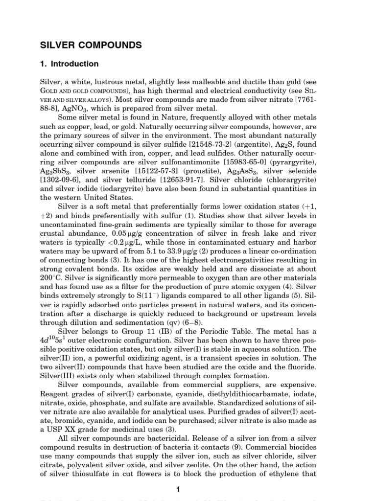 Silver Compounds | PDF | Silver | Solubility