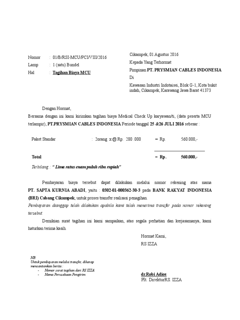 Total Rp. 560.000,-: Terbilang: " Lima Ratus Enam Puluh Ribu Rupiah" | PDF