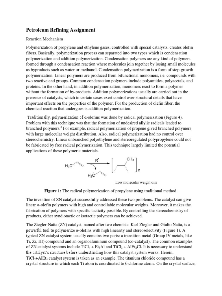 Petroleum Refining Assignment | PDF | Polymerization | Polymers