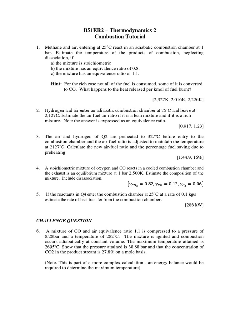 Combustion Tutorial 1 | PDF | Science & Mathematics