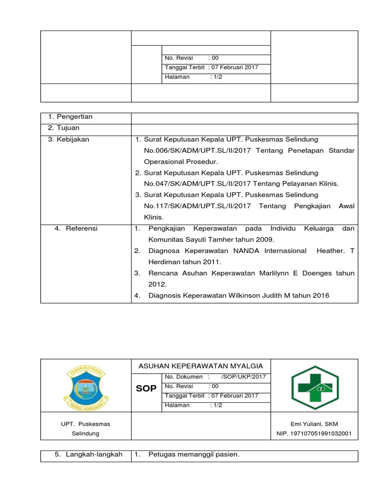 Sop Askep Myalgia | PDF
