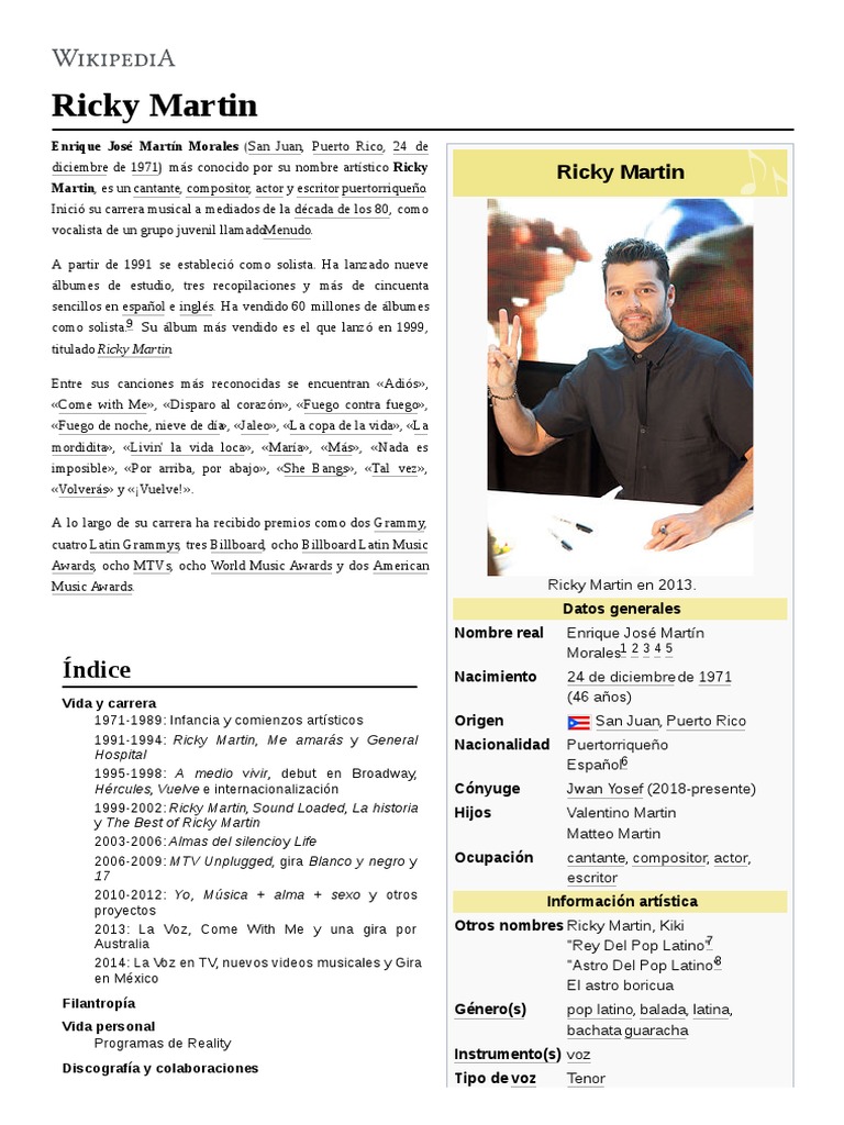 Ricky Martin | PDF | Ocio | Entretenimiento (general)