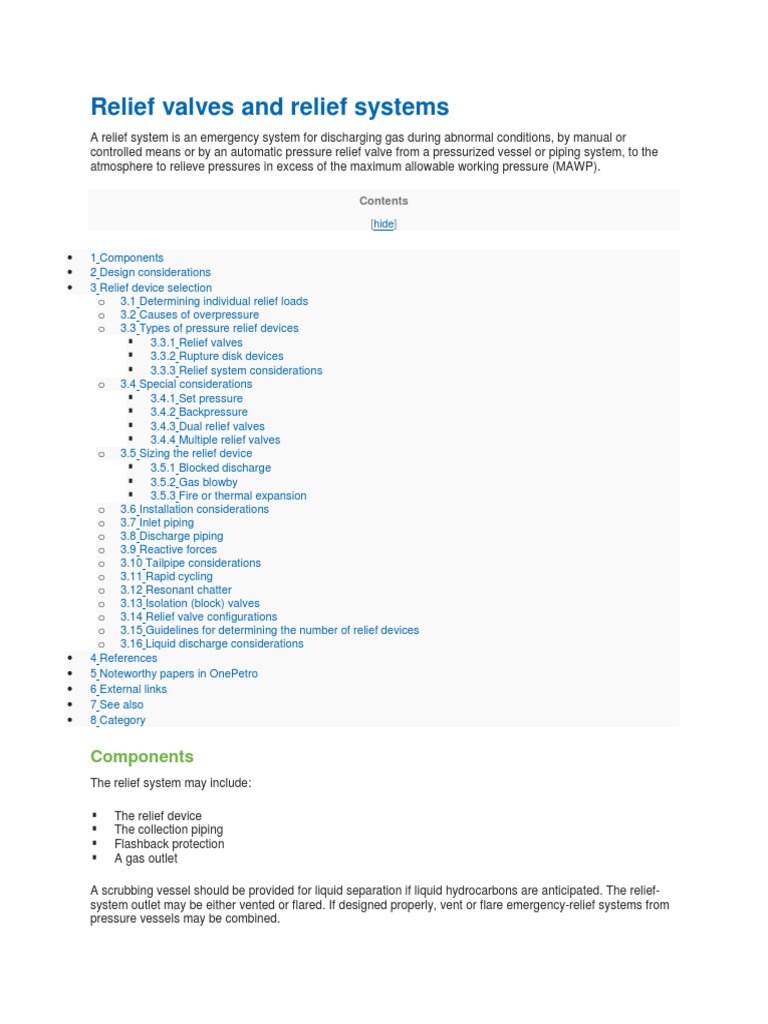 Relief Valves System and Selection | PDF | Valve | Gas Technologies