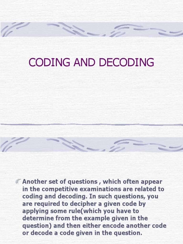 Coding and Decoding | PDF | Code | Naming Conventions