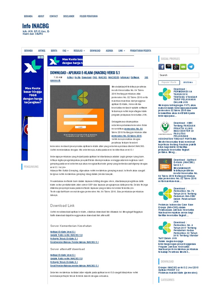 Aplikasi E-Klaim (INACBG) Versi 5.1 - Info INACBG | PDF