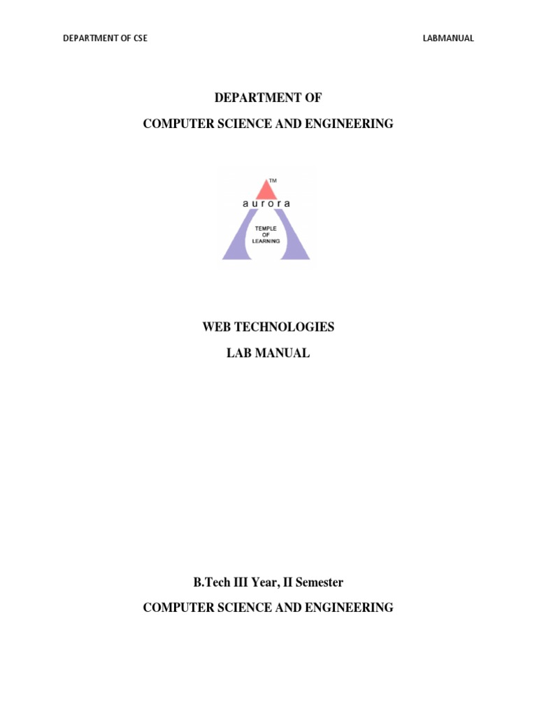Web Technologies Lab Manual 2 | PDF | Html Element | World Wide Web