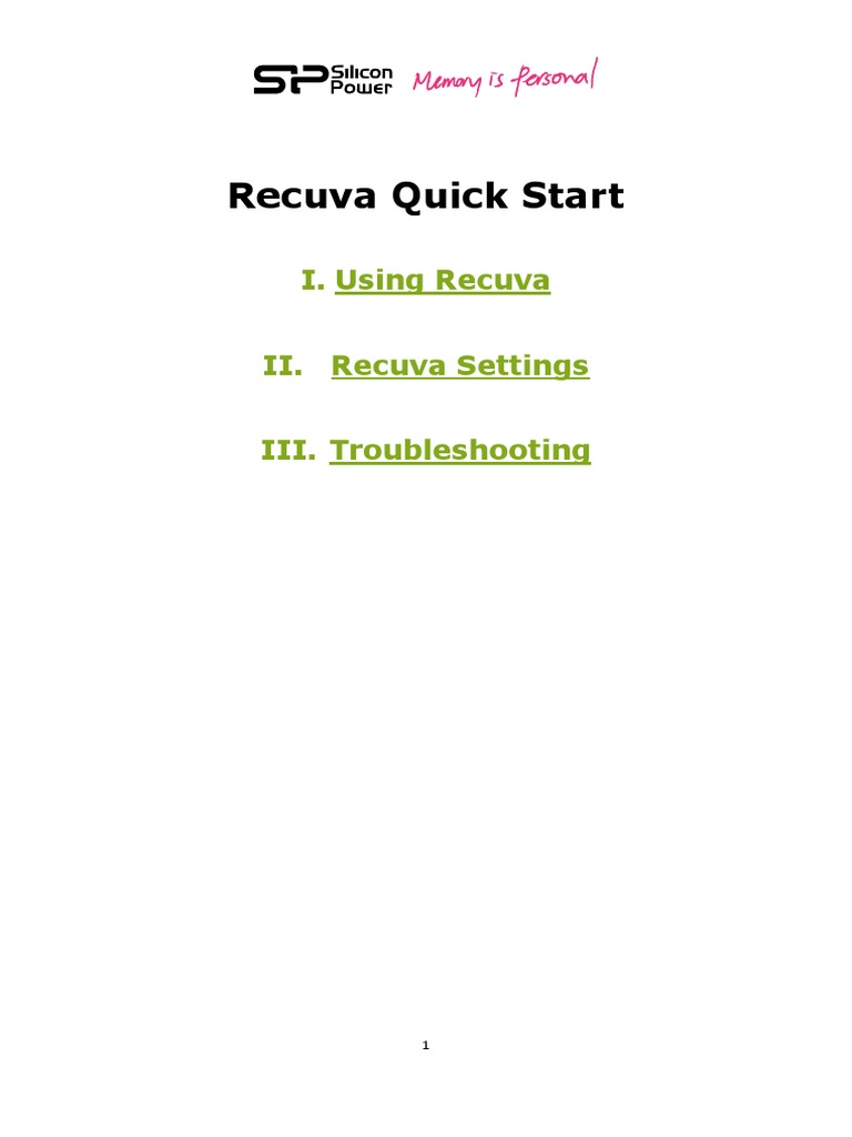 Recuva Quick Start | PDF | Filename | Computer File