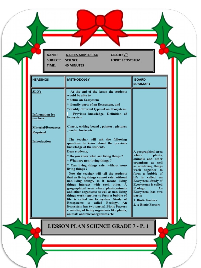 Ecosystem Lesson Plan | PDF | Ecosystem | Life