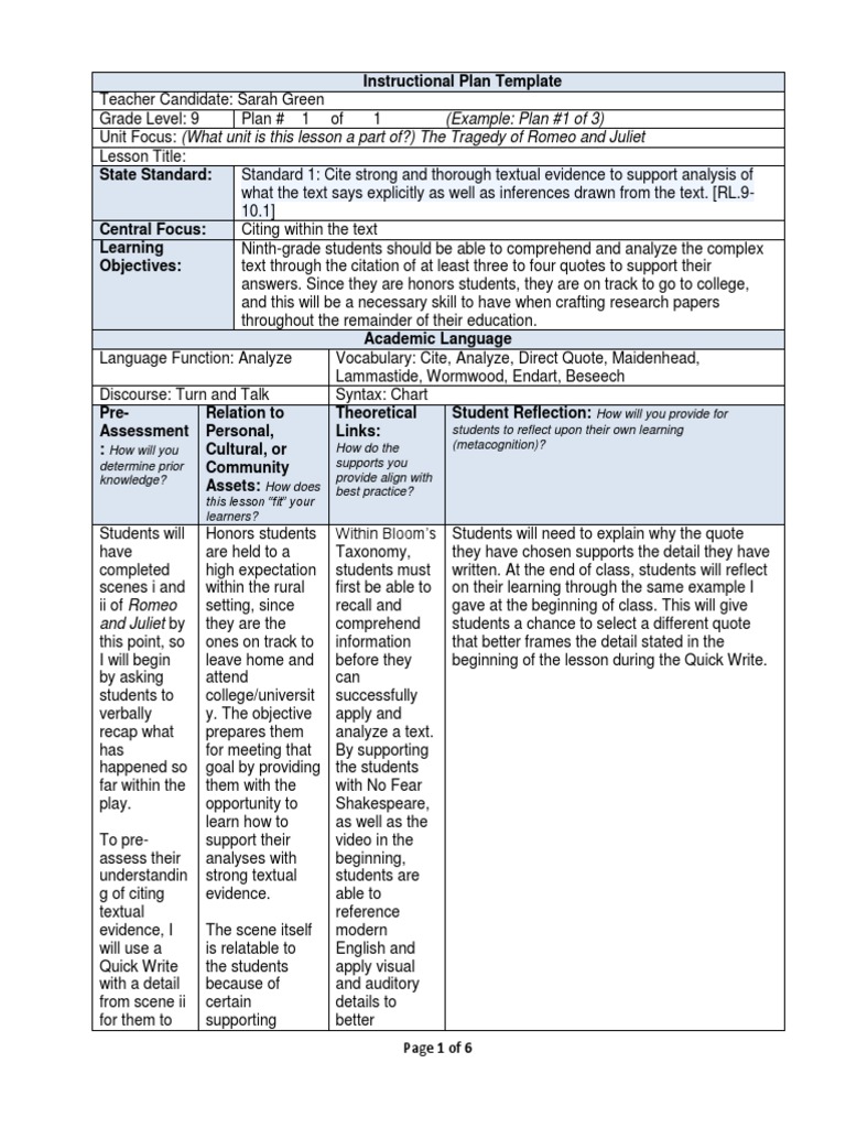 Lesson Romeo and Juliet | PDF | Characters In Romeo And Juliet ...