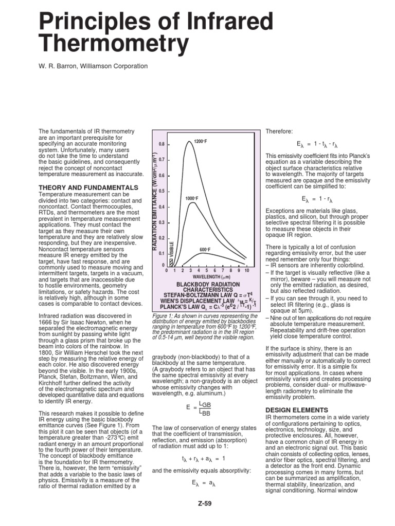 Principles of Infrared Thermometry | PDF | Infrared | Thermometer