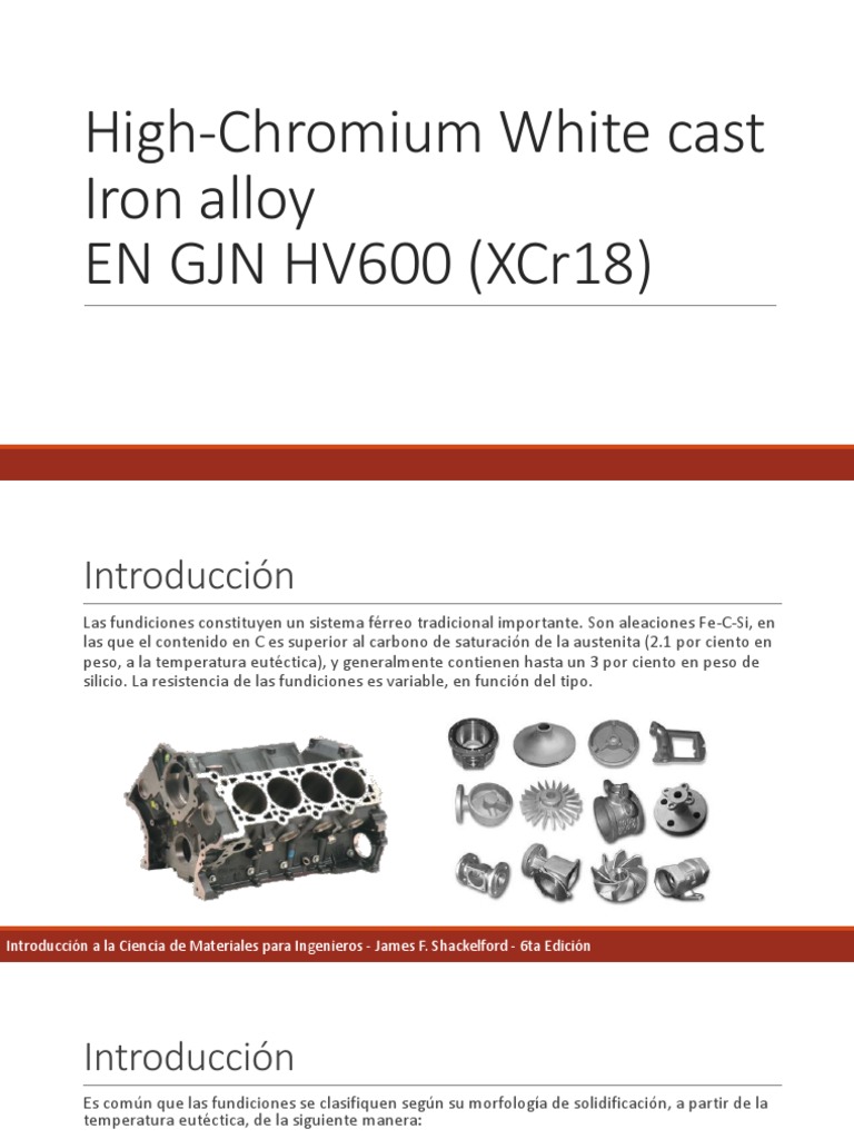 High-Chromium White Cast Iron Alloy EN GJN HV600 (XCr18) | PDF | Metalurgia | Materiales