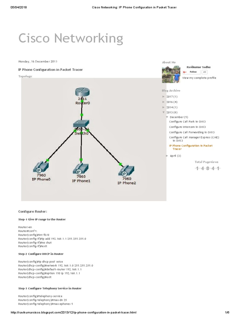 Cisco Networking_ IP Phone Configuration in Packet Tracer | Router ...