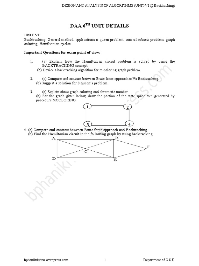 Daa Unit Vi Notes | PDF | Vertex (Graph Theory) | Graph Theory