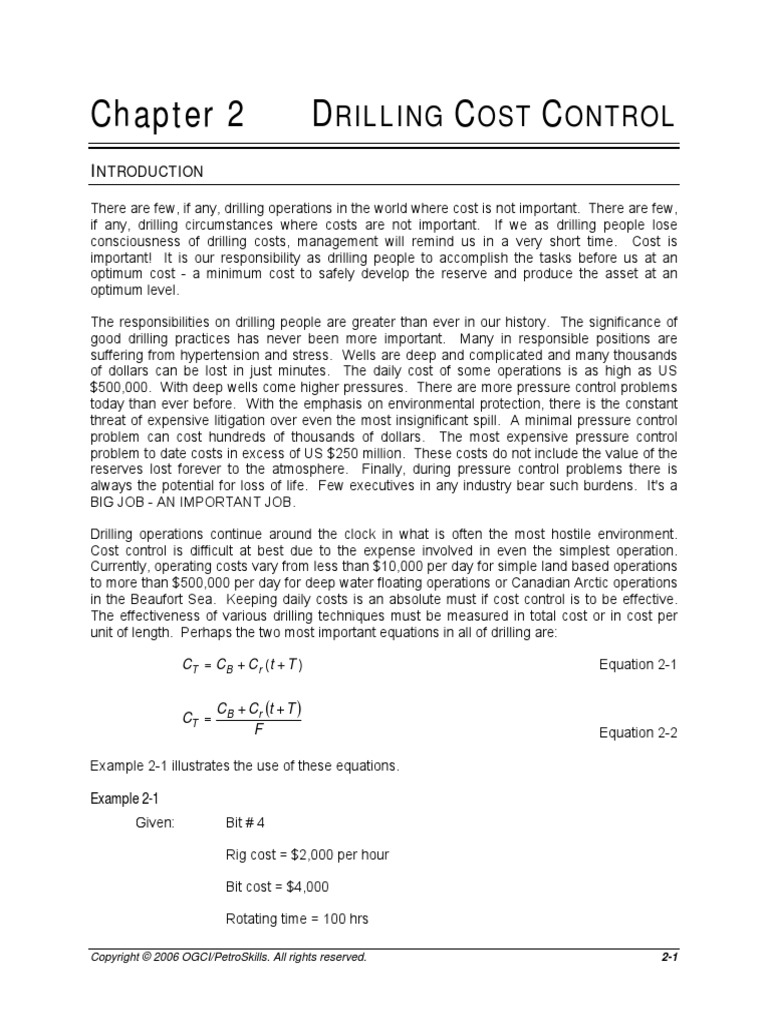 Chapter 02 Drilling Cost Control | PDF | Drilling | Viscosity