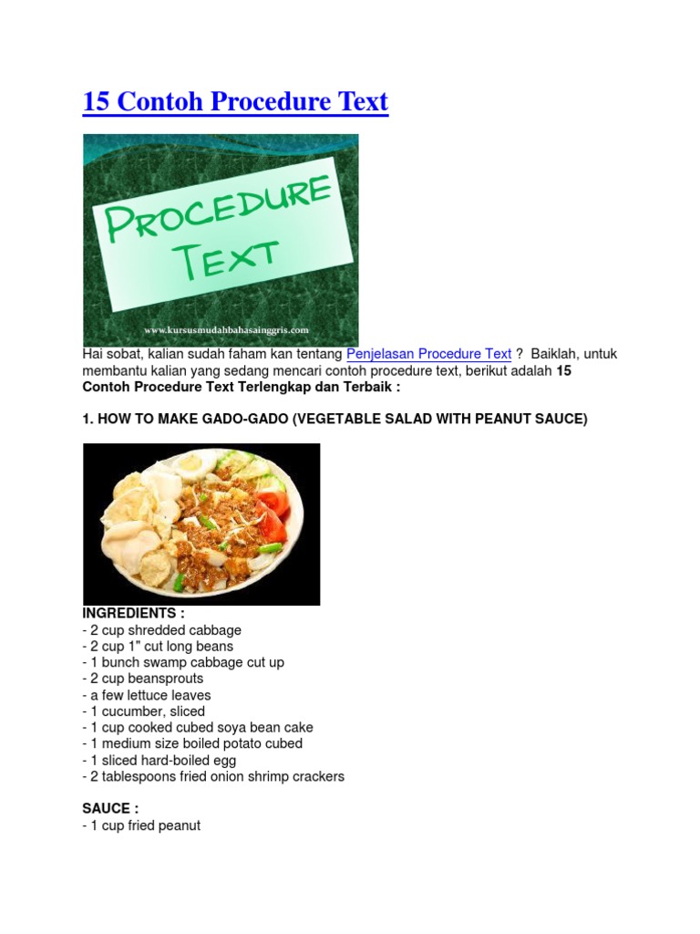 Contoh Procedure Text