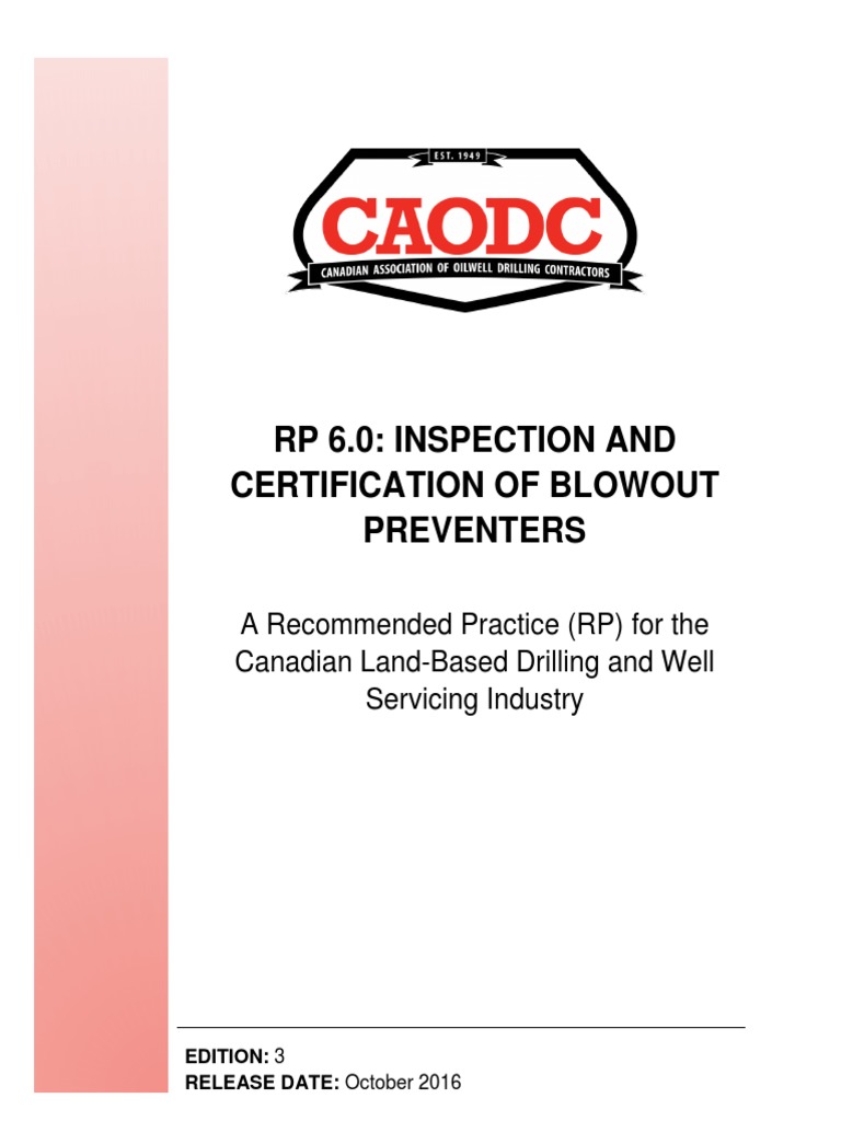 Inspection and Certification of Blowout Preventers (CAODC) | Download ...