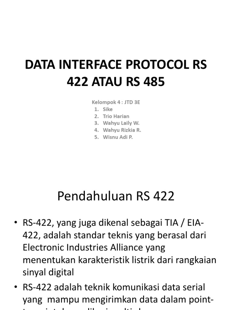 Data Interface Protocol Rs 422 Atau Rs 485 | PDF