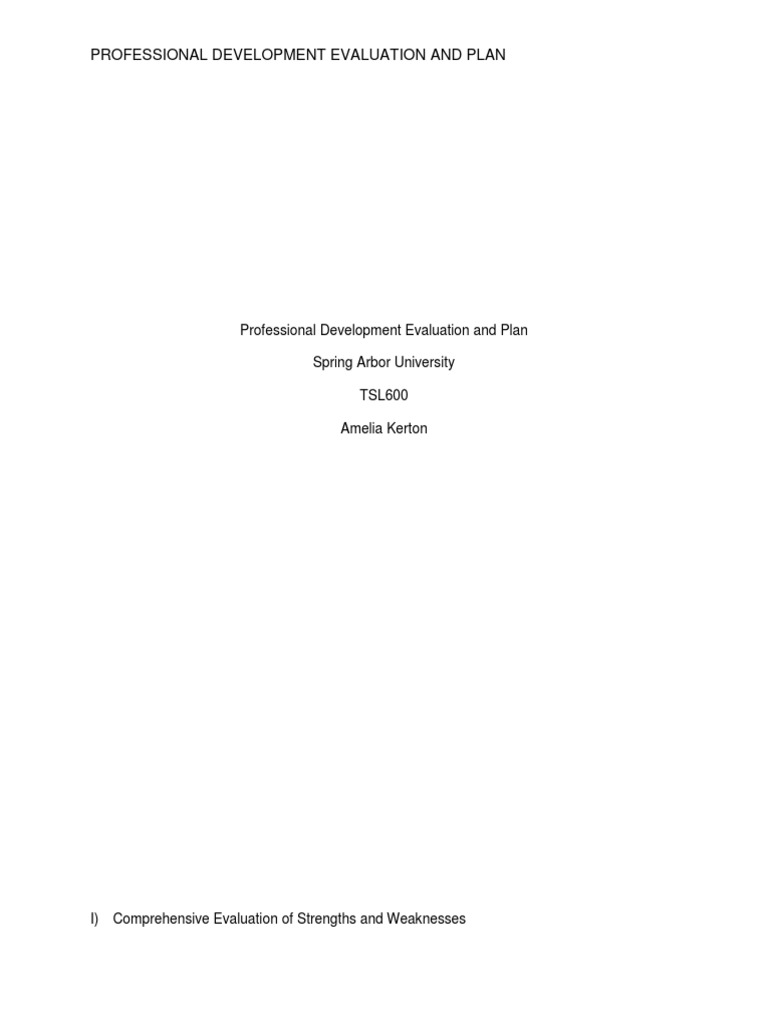 Professional Development Evaluation and Plan | PDF | Educational ...