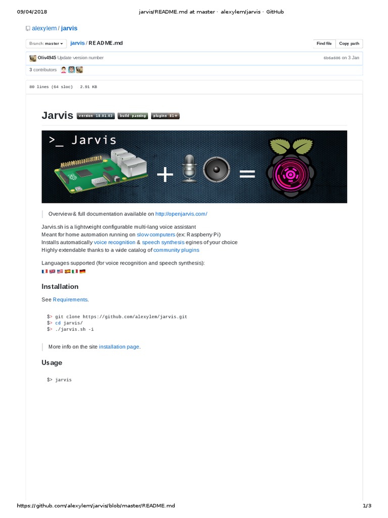 Jarvis README PDF | PDF | Speech Synthesis | Installation (Computer Programs)