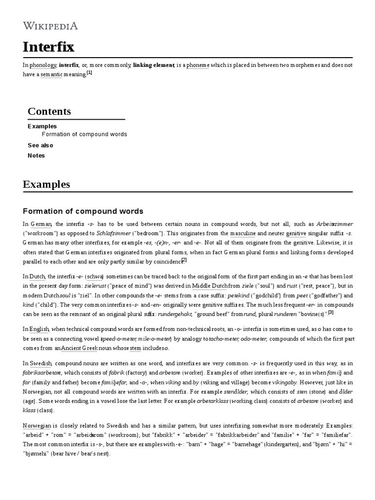 Interfix: Formation of Compound Words | PDF | Rules | Style (Fiction)