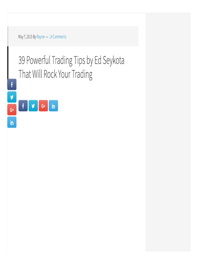39 Powerful Trading Tips by Ed Seykota | PDF