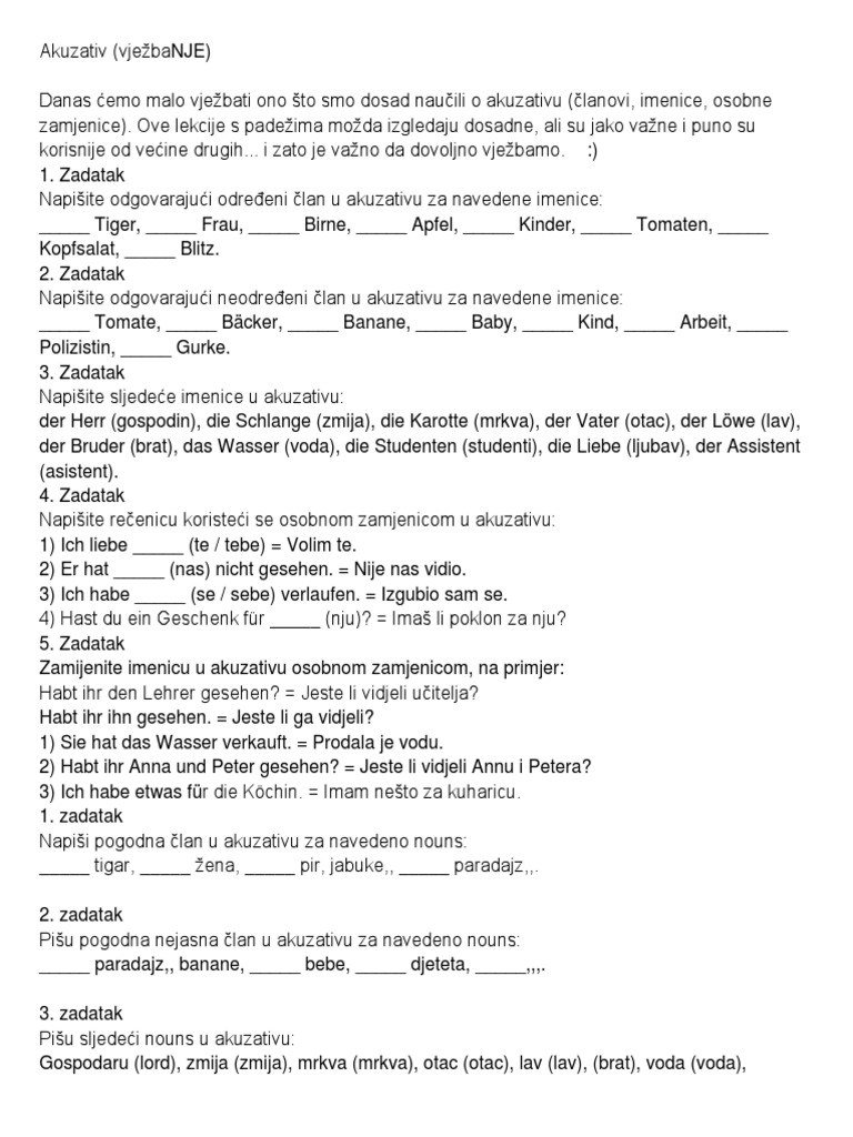 Padezi Njemacki Jezik | PDF