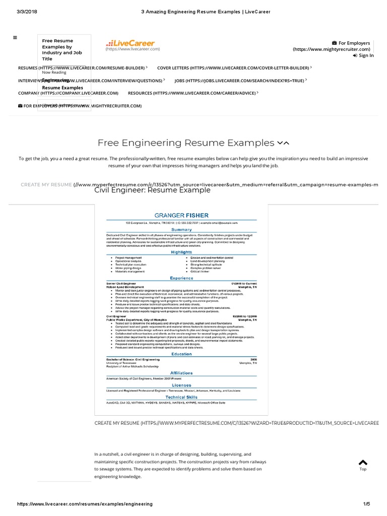 3 Amazing Engineering Resume Examples - LiveCareer | PDF | Résumé ...