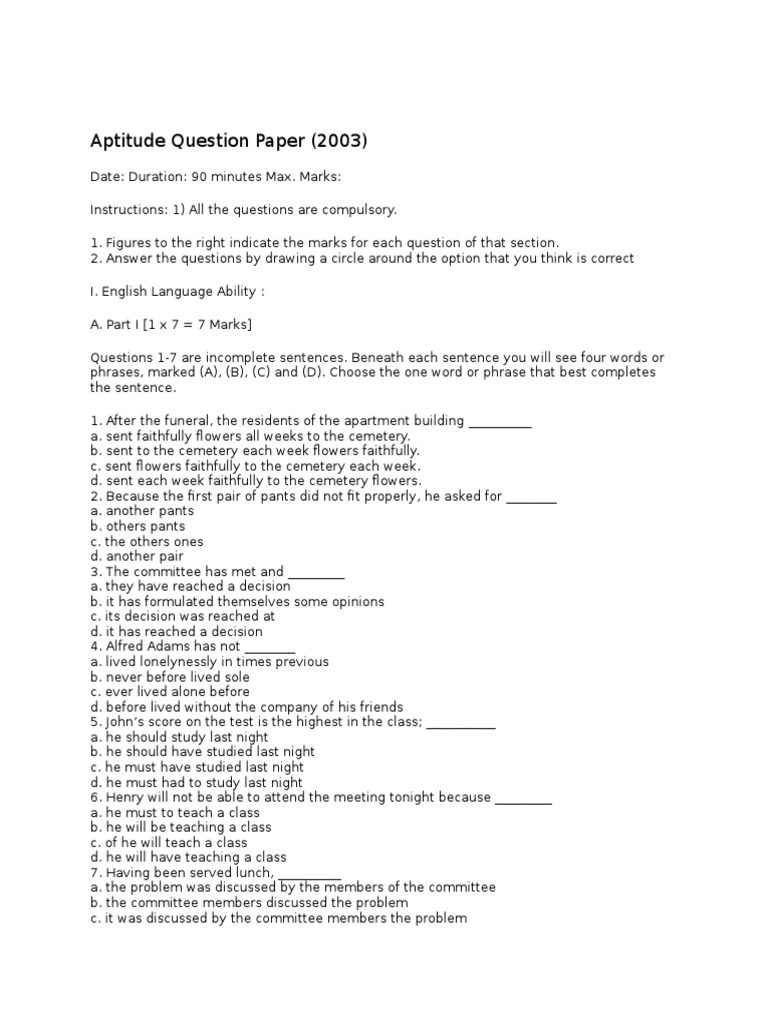 Aptitude Question Paper PDF | PDF | Validity | Argument