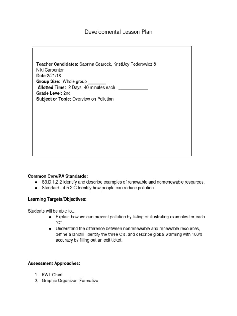 205 Pollution Lesson Plan | PDF | Waste | Educational Assessment