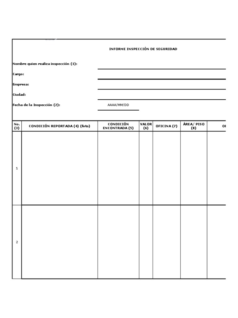 Formato de Inspección | PDF | Caldera | Ascensor