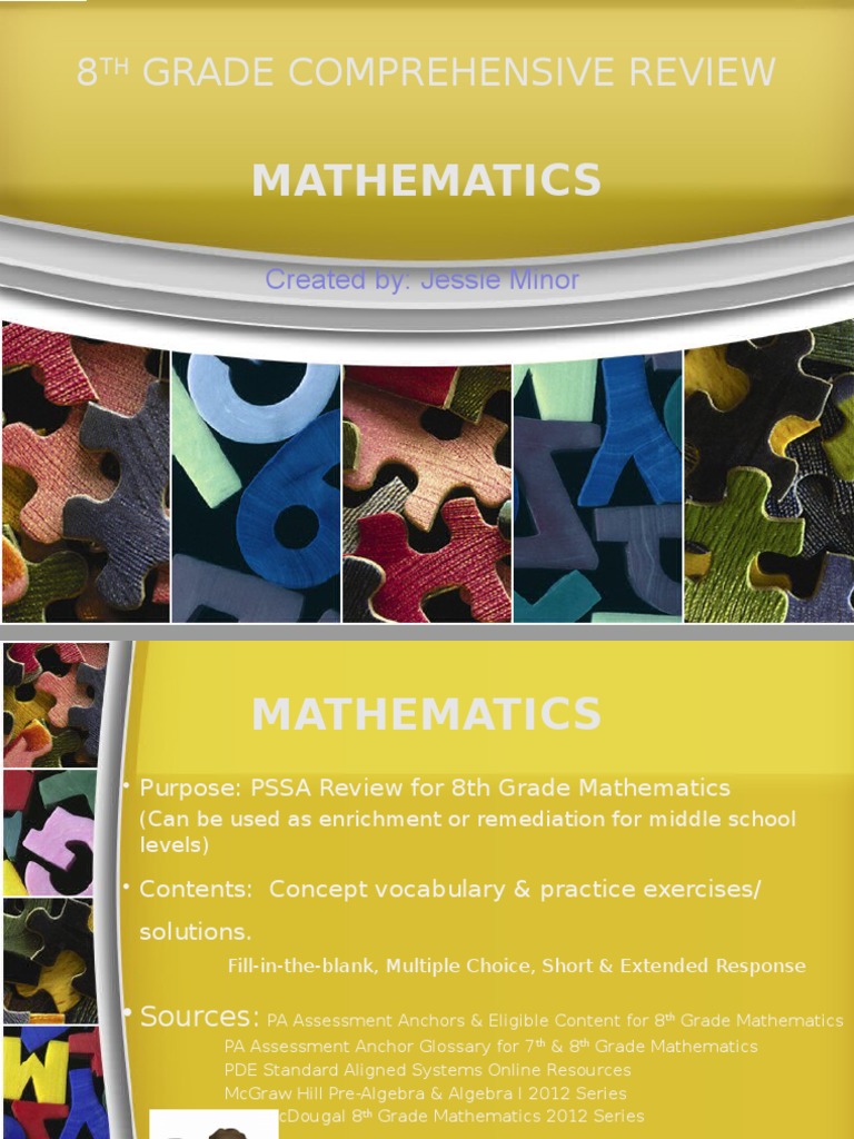 8th Grade Math Review Packet | PDF | Area | Triangle
