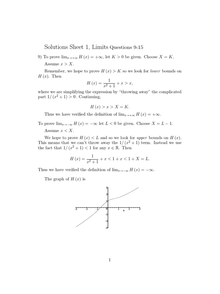 Solutions Sheet 1, Limits: Questions 9-15 | PDF | Fraction (Mathematics ...