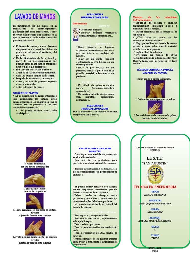 Triptico Lavado de Manos | PDF | Lavado de manos | Especialidades Medicas