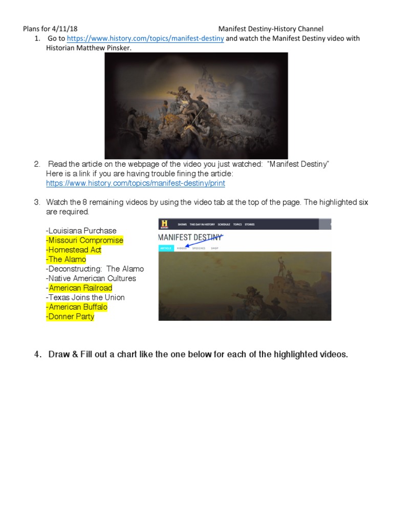Manifiest Destiny Plans For April 11 | PDF