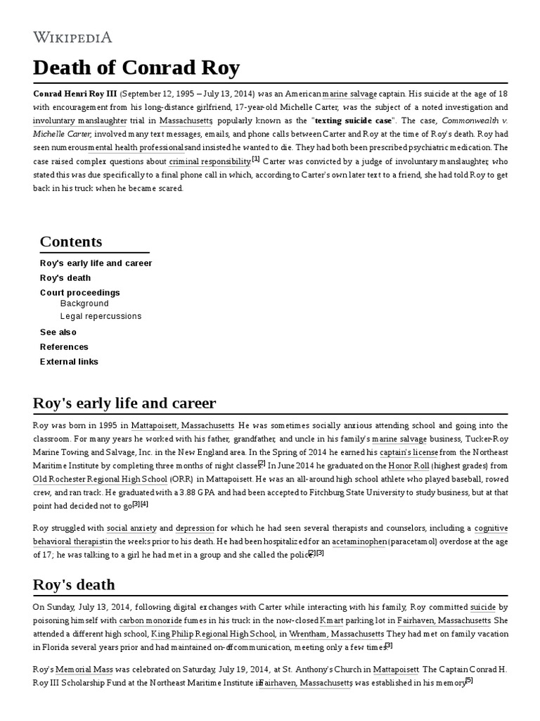 Death of Conrad Roy | PDF | Public Law | Justice