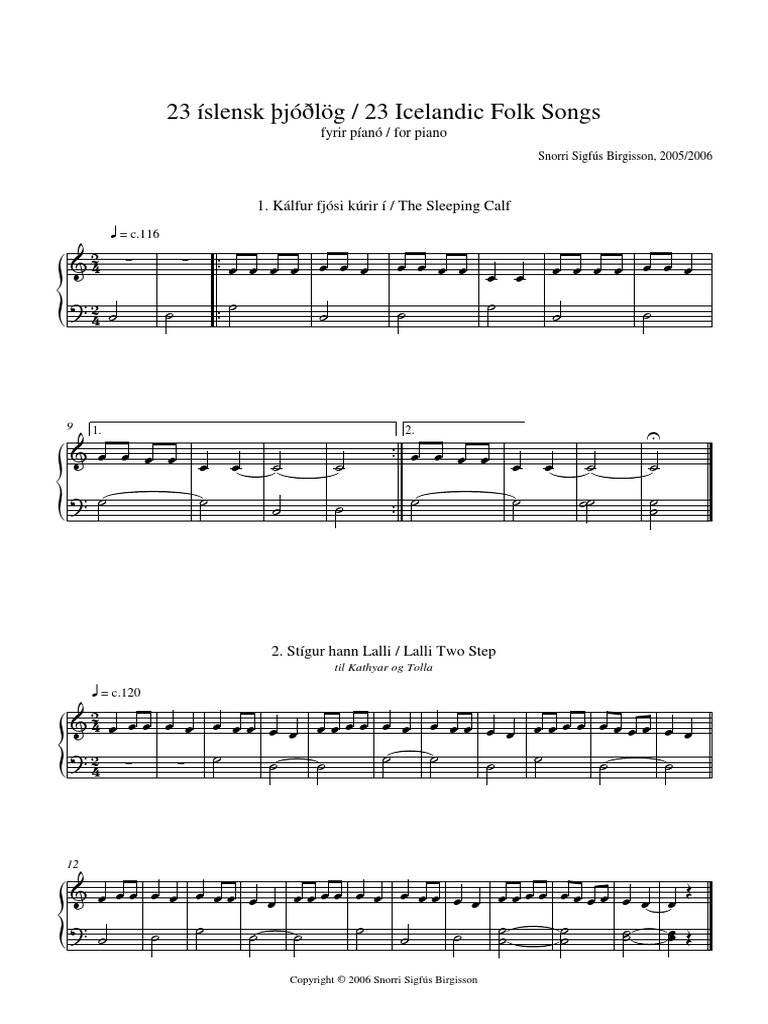 23 Icelandic Folk Songs - 23 Icelandic Folk Songs | PDF