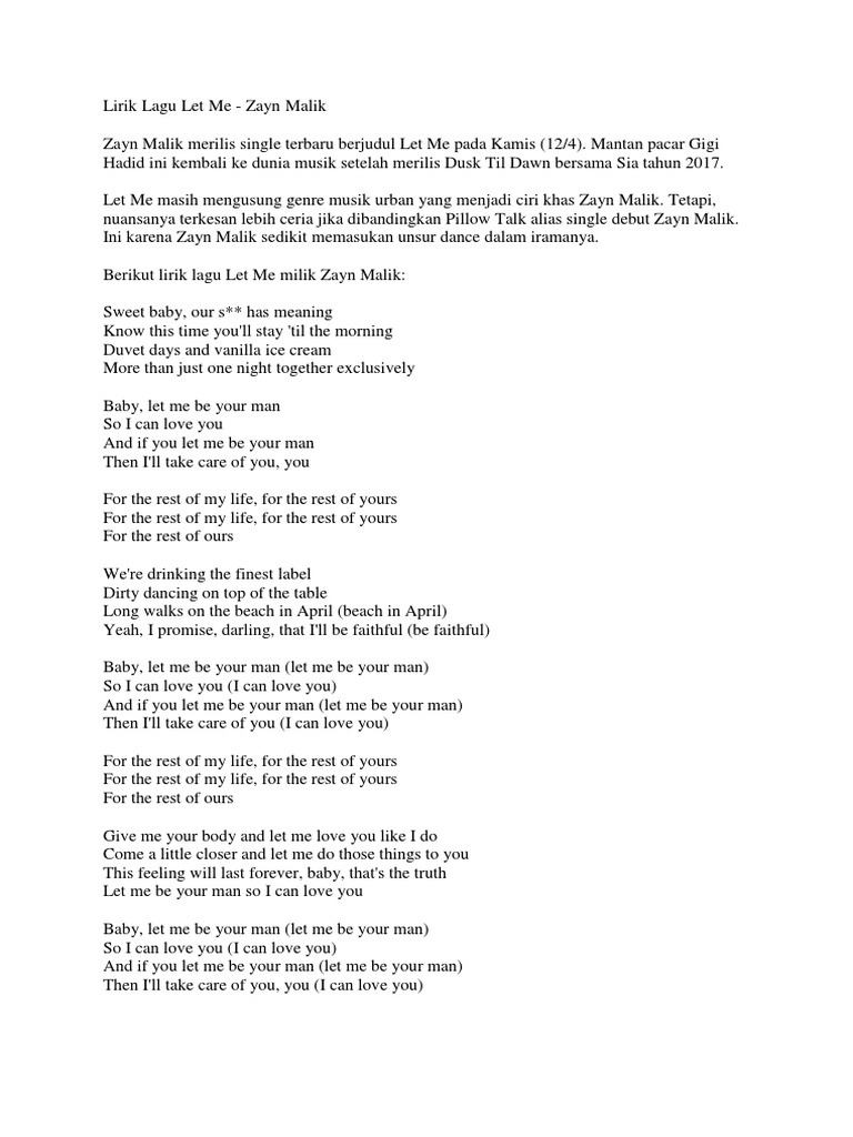 Lirik Lagu Let Me | PDF