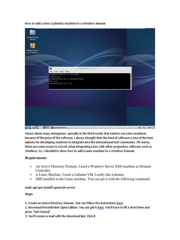 How To Add A Linux | PDF | Linux | Active Directory