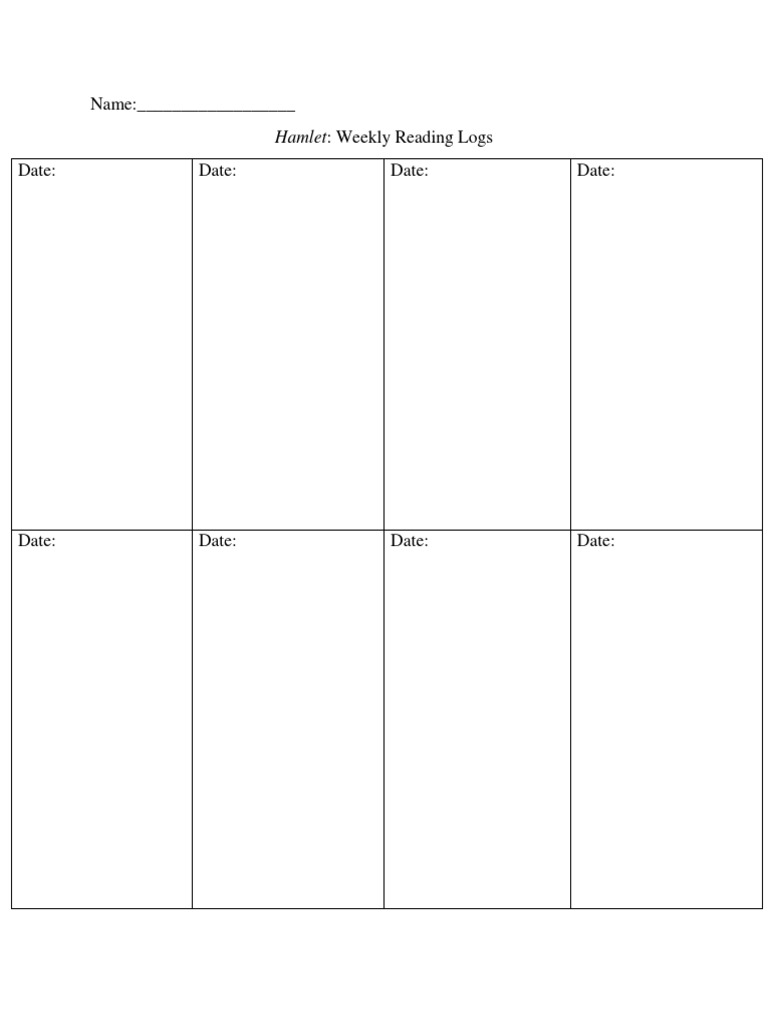 Hamlet Weekly Reading Logs | PDF | Foreign Language Studies | General ...