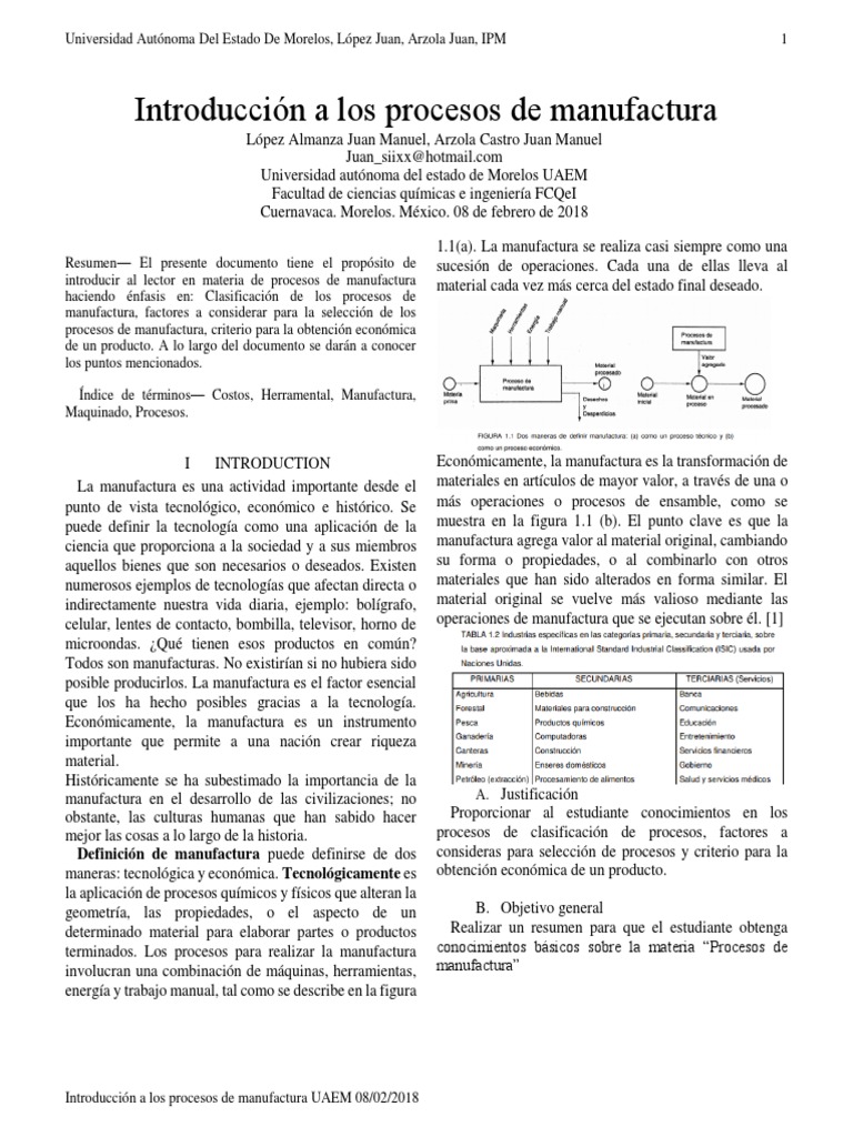 Introduccion A Los Procesos de Manufactura, Juan Manuel | Descargar gratis PDF | Costo | Calidad ...