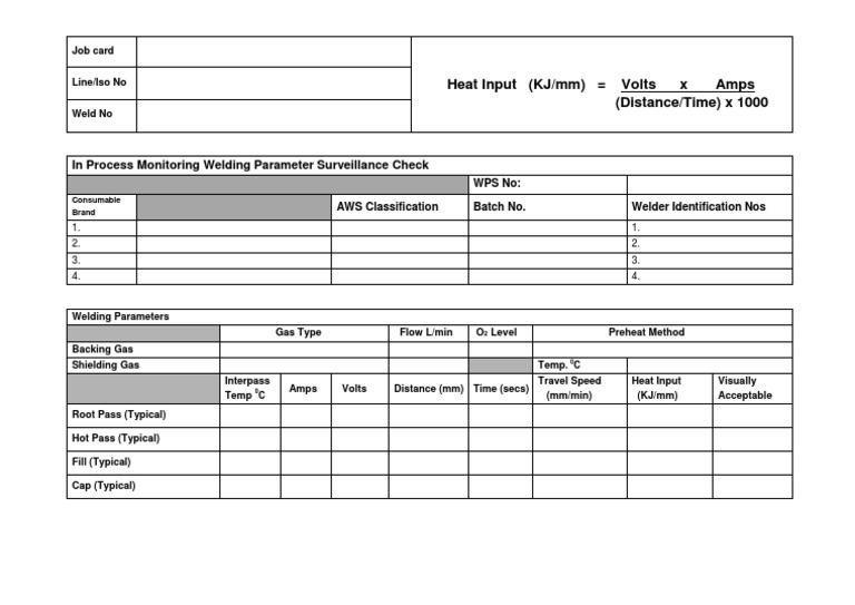 Heat Input Record | PDF | Welding | Construction