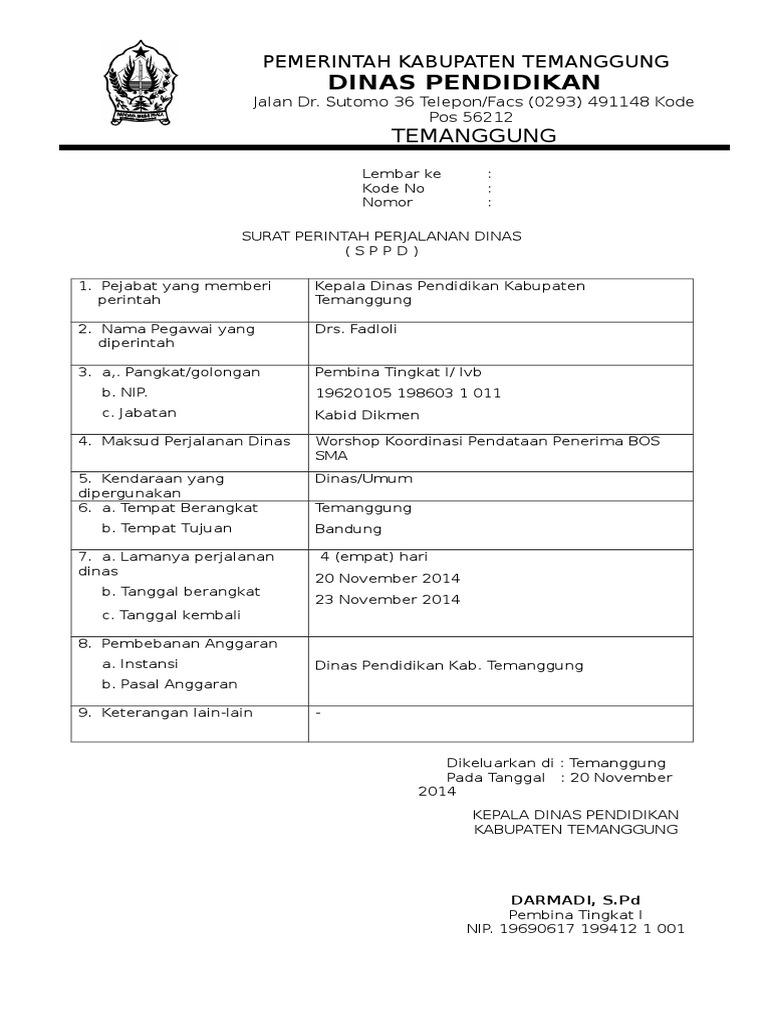 Contoh SPPD | PDF