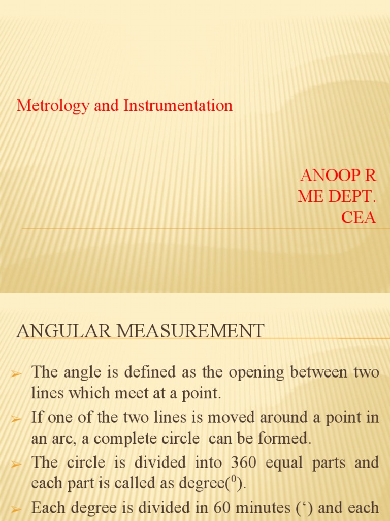 Metrology and Instrumentation for Angular Measurement | PDF ...