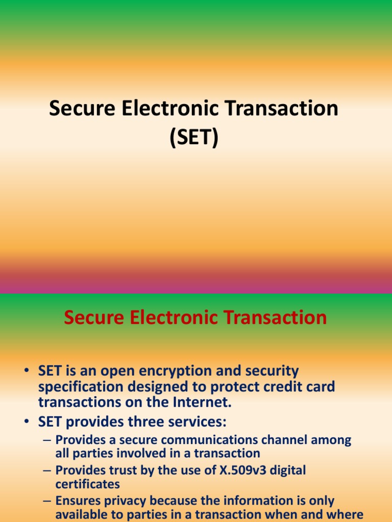 Secure Electronic Transaction (SET) | PDF | Public Key Certificate ...